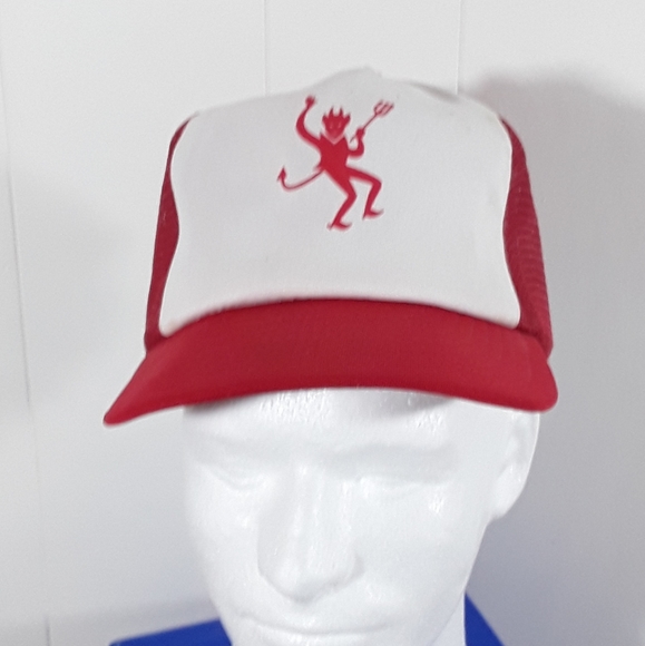 Vintage | Accessories | Vintage Trucker Red Devil Foam Snapback Hat ...